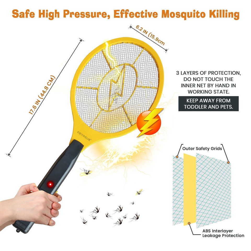 ® Electric Fly Swatter Bug Zapper Battery Operated Flies Killer Indoor ...
