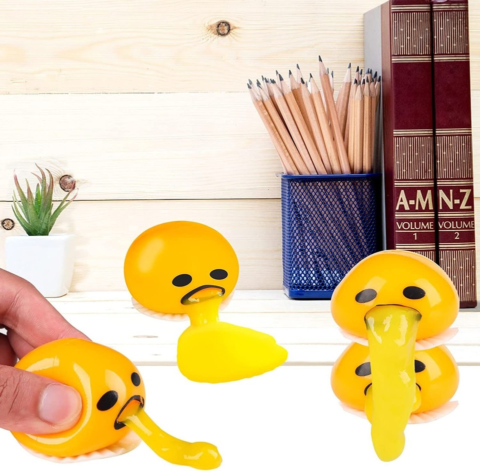4PCS Round Puking Ball Sucking and Vomiting Lazy Egg Yolk Stress Tricky ...