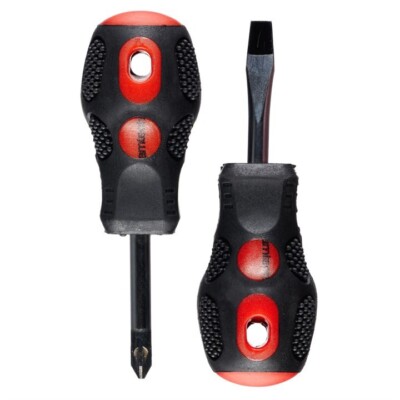 Stubby Screwdriver Set 2 Piece Star Flat Pz2 Pozi 6Mm Slotted Hand Tool ...