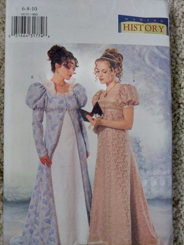 Butterick 6630 Empire Regency Bridgerton Napoleonic Gown and Coat 6 8 ...