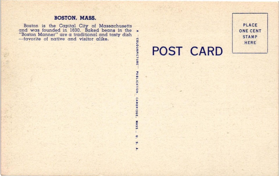 Vintage Unposted Postcard GREETINGS FROM BEANTOWN Boston MA ...