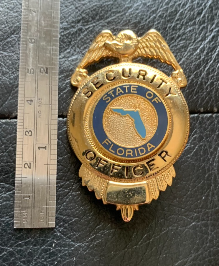 Vintage State of Florida Security Officer Gold Tone Badge | eBay