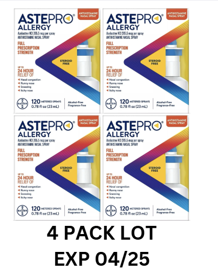 4 pack lot ASTEPRO Allergy Antihistamine Nasal Spray, 120 Sprays Ea ...