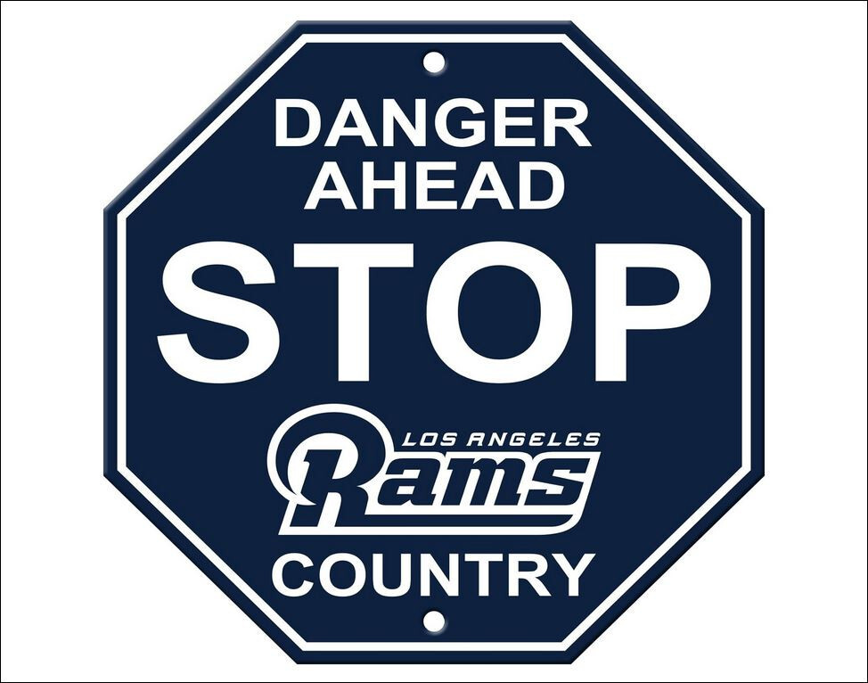 NFL Los Angeles Rams Stop Sign Danger Ahead Home Room Bar Decor 12" x ...
