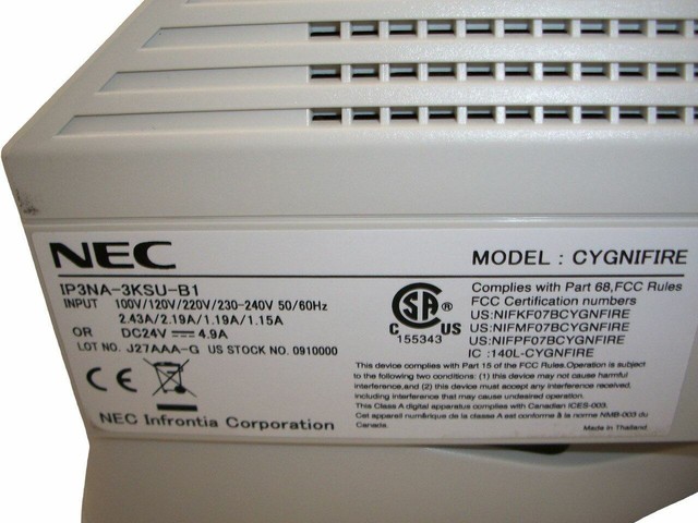 NEC Ux5000 Cygnifire Business Office Telephone System Ip3na-3ksu-b1 260 ...