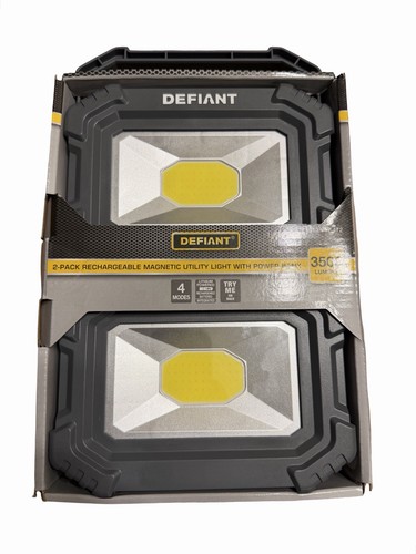 Defiant 2-Pack 3500 Lumens Rechargeable Magnetic Utility Light w/ Power ...