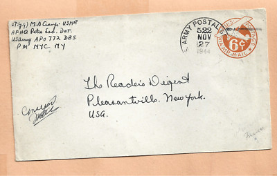 WORLD WAR II MILITARY MAIL APO 772 1944 FRANCE AFHQ PETIO SEC | eBay