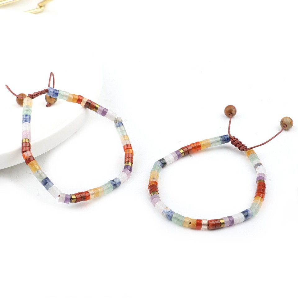 Natural Beaded Crystal Stone Bracelet Handmade Gemstone Dainty Jewelry ...