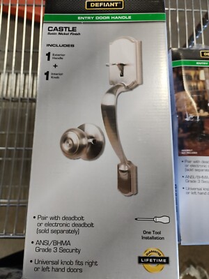 Defiant Castle Satin Nickel Entrance Door Handle with Hartford | eBay