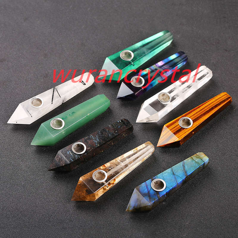 Natural Quartz Crystal Smoking Pipe Obelisk Point Rock Wand Reiki ...