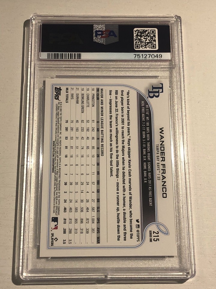 2022 Topps Factory Set 582 Montgomery Club Wander Franco RC 215 Gem ...
