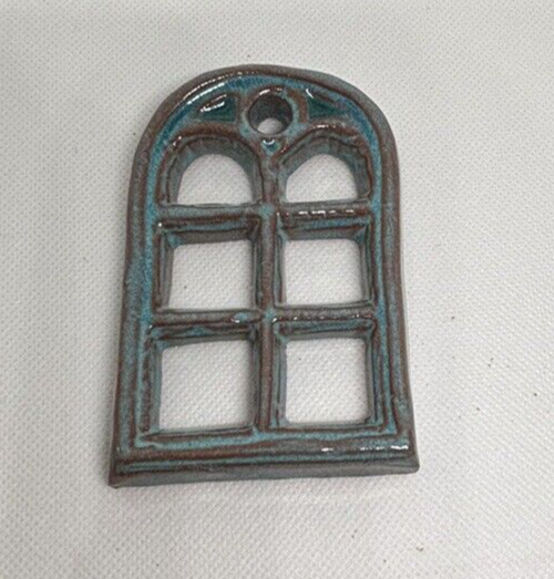 Mercer Moravian Pottery Tile Works Blue Open Work Window Pane Tile 4" X ...