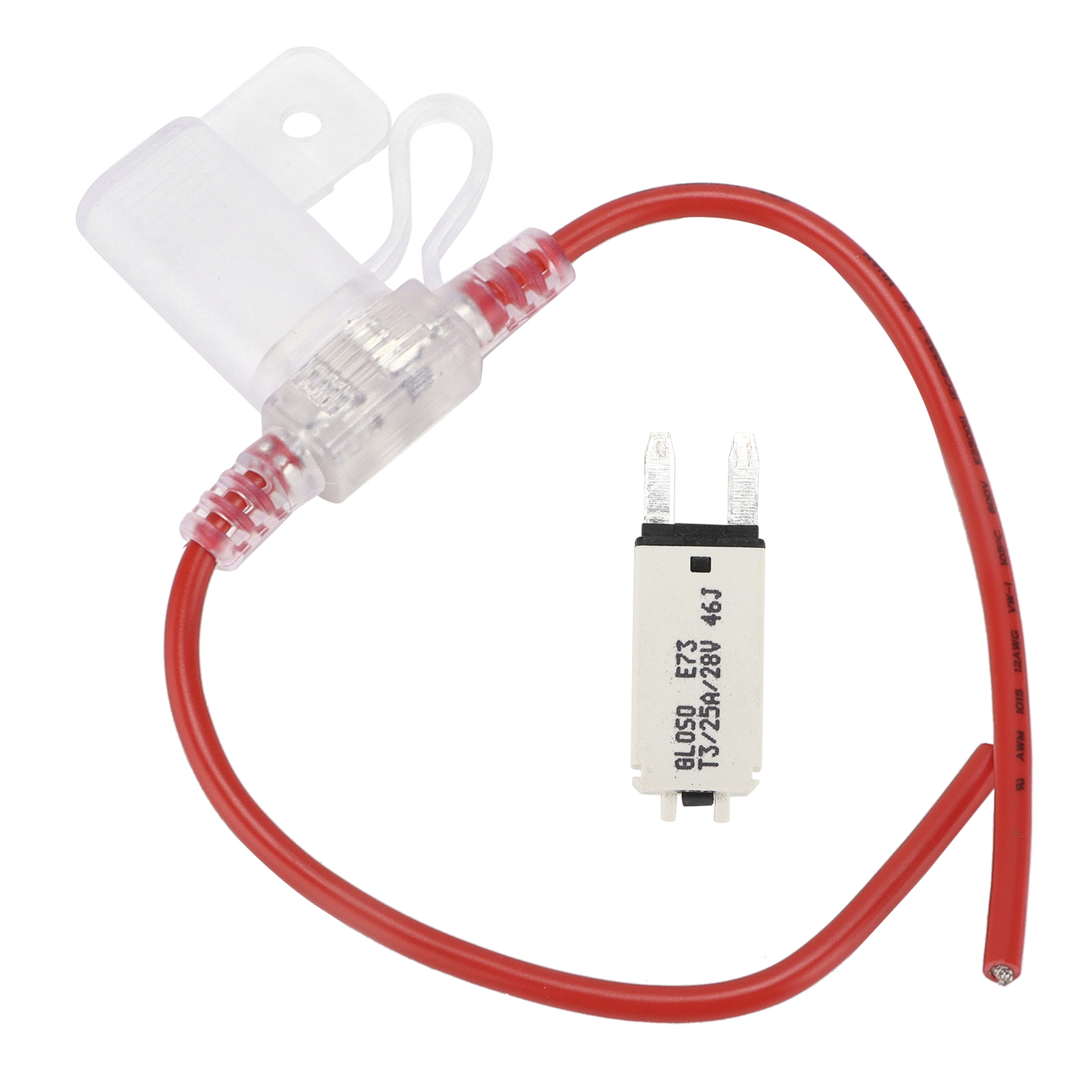 Car Auto Fuse Holder & T3 Manual Reset Fuse Wire 25Amp 12AWG 32V Clear ...