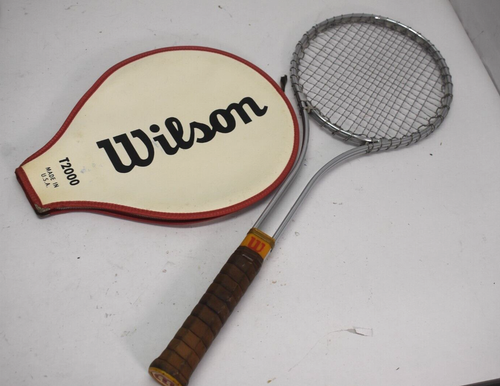 Vintage Wilson T2000 Tennis Racket Racquet W/ Cover 4-1/2” Grip Metal ...