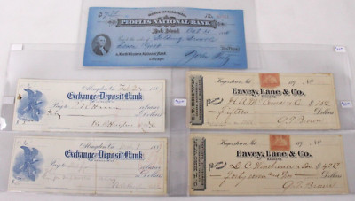 Lot of 5 Vintage - 1880's-1890's Bank Checks Signed Maryland Virginia ...