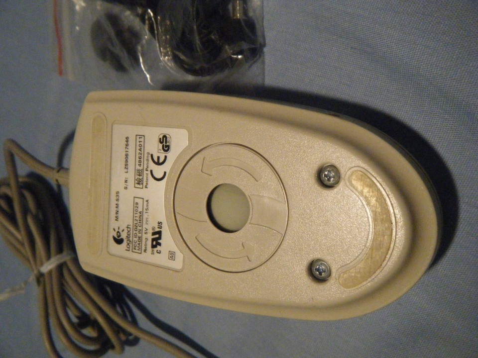 Disinfected Logitech PS/2 M-S35 Wired BALL Mouse +hp ear Buds | eBay
