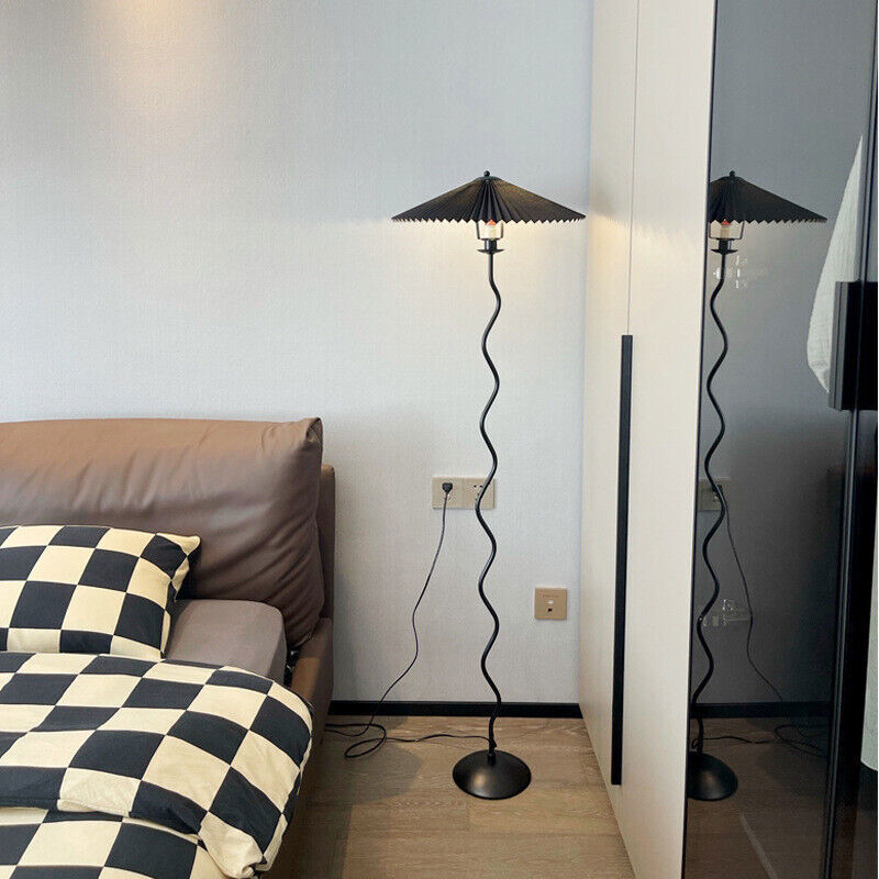 Floor Lamp Iron Wavy line Stands fabric Accordion Pleats Living ...