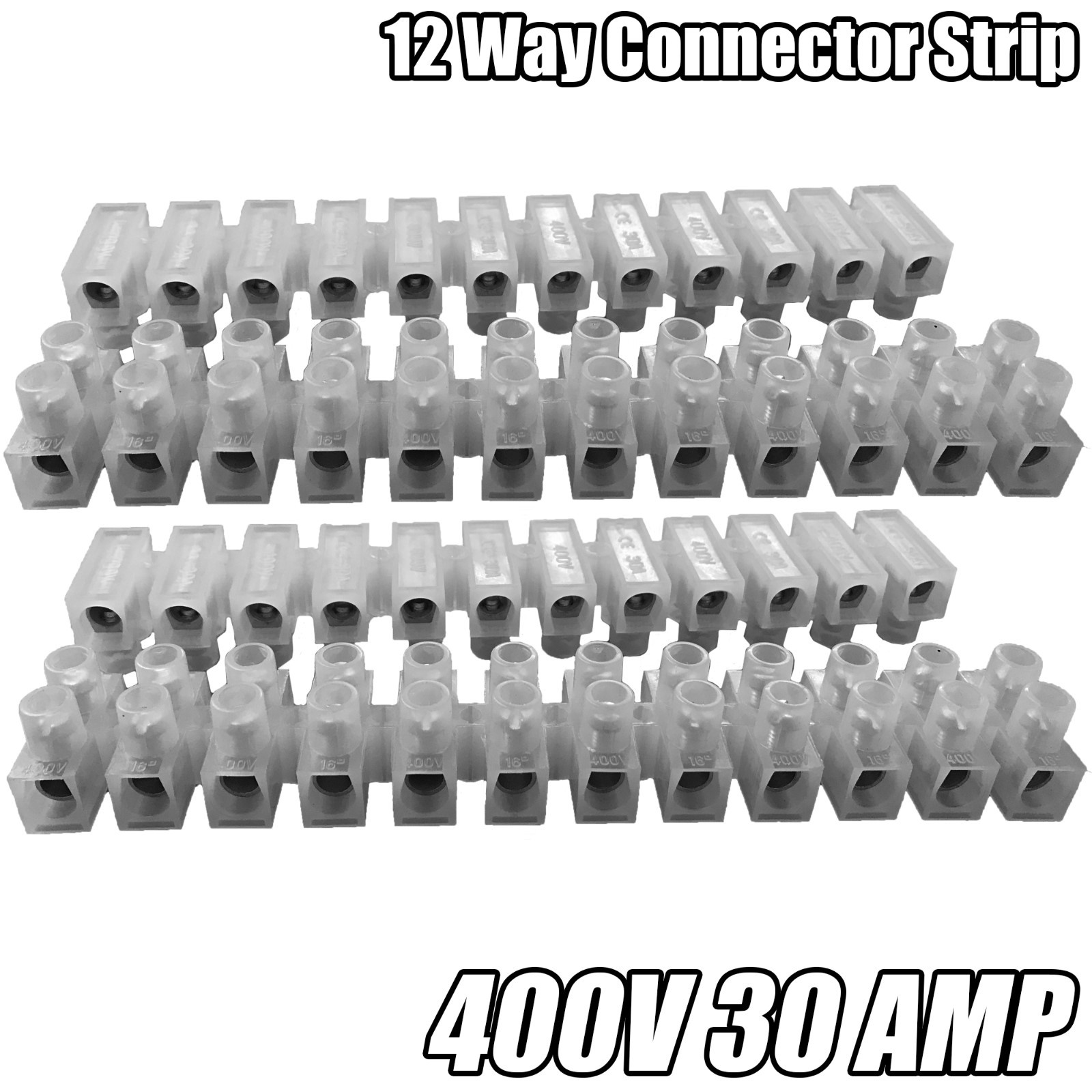 12 WAY CONNECTOR STRIP CHOC BLOCK TERMINAL 3 5 10 15 30 60 AMP ...
