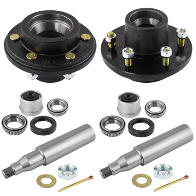 2 Set of Round Spindle For 7000# 6" x 5.5" Trailer Brake Hub Assembly ...
