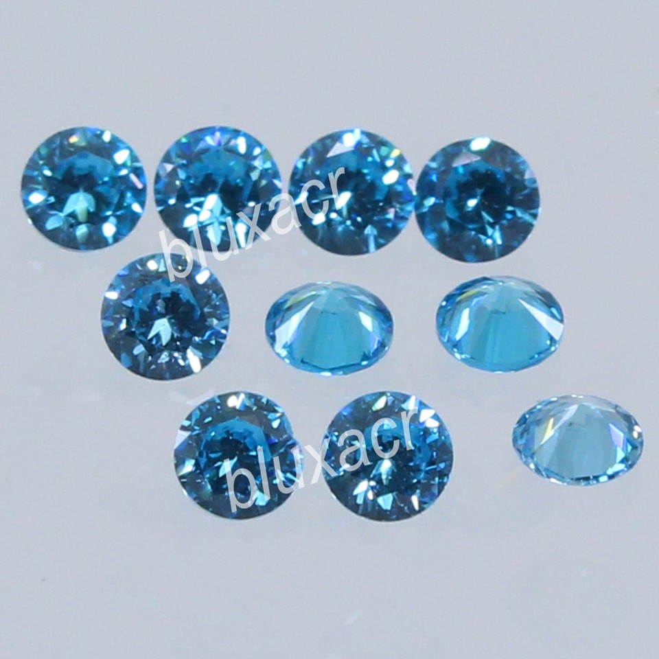 Awesome! Fancy Color VS1 10 Pcs Lot 4.00 mm Round Brilliant Blue ...