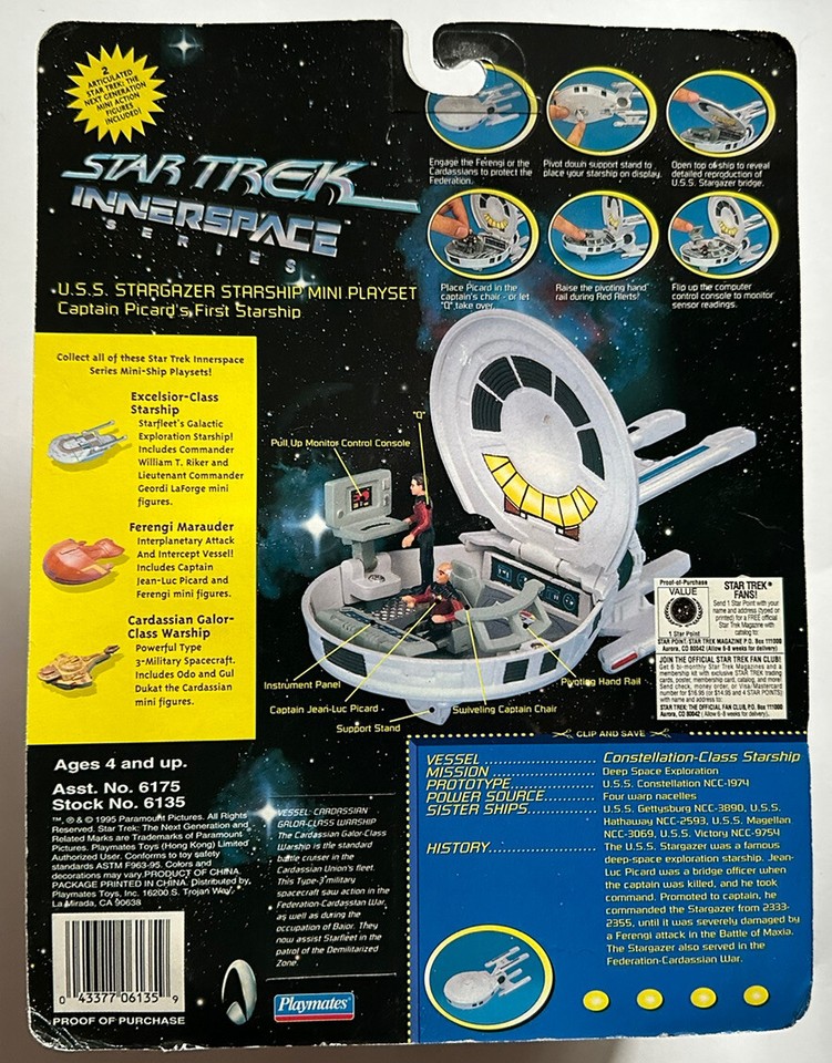 STAR TREK INNERSPACE USS STARGAZER STARSHIP MINI PLAYSET PLAYMATES 1995 ...