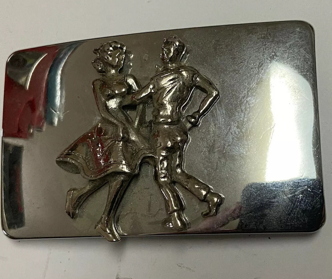 Vintage Square Dancing Dancers 3D Chrome 1960s Wester… - Gem