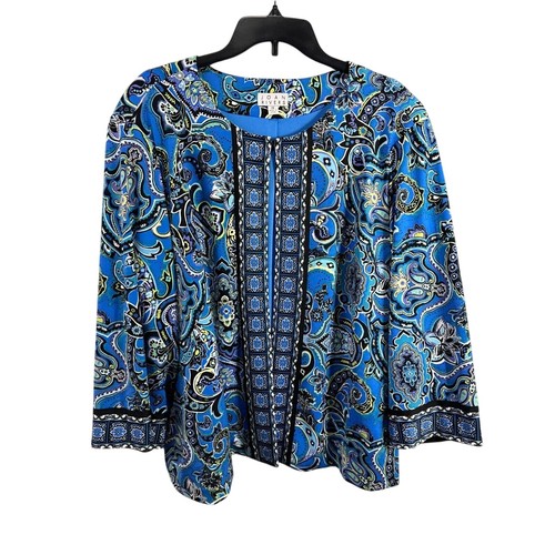 Joan Rivers Blue Open Front Jacket Top 2X Old Money Mature | eBay