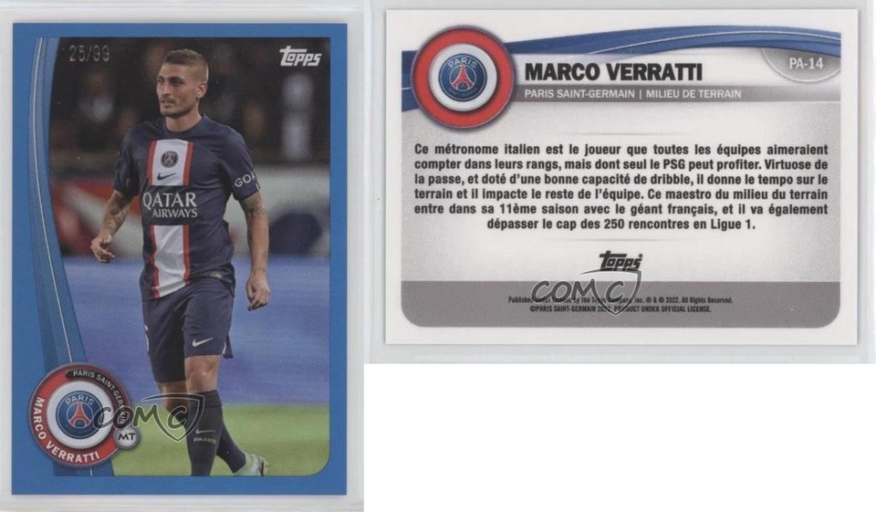 2022-23 Topps Paris Saint-Germain Official Fan Set Blue /99 Marco ...