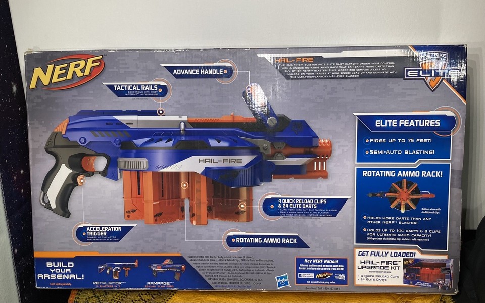 NEW (open-box)Nerf Hail Fire N-Strike Elite Semi Automatic Blaster Dart ...