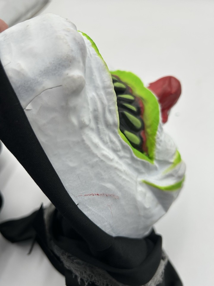 Scary Clown Mask with Red Lighted Eyes, Plastic Face, Cloth Hood ...