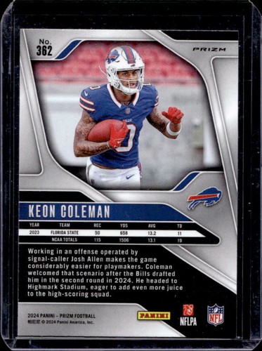 2024 Panini Prizm Keon Coleman Neon Green Pulsar Rookie RC #362 | eBay