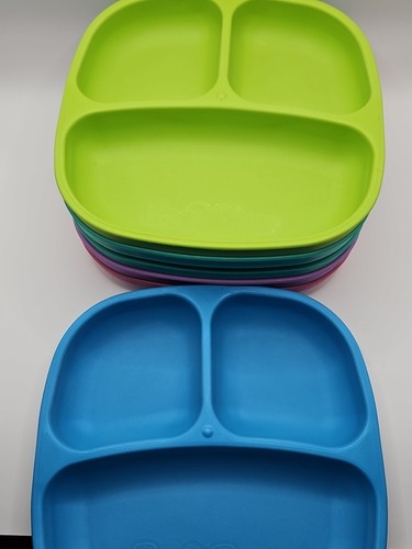 Lot of 6 RePlay 3 Compartment Divided Plates Toddler Kids Stackable BPA ...