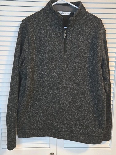 Peter Millar Men's Dark Grey Interlock Quarter-Zip - MED Size - 100% ...