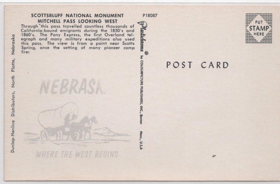 Mitchell Pass- Scottsbluff National Monument Nebraska Looking West Vtg ...