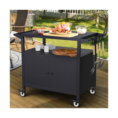 Outdoor Tables ROVSUN Outdoor Grill Cart With Storage - Movable BBQ ...