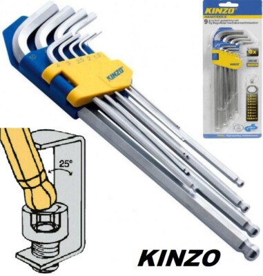 Long End 9PC Ball Point Hex Allen Key Set Alan Metric 1.5-10mm Chrome ...