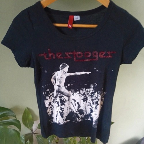 Iggy Pop T Shirt Punk Rock Band Merch Tee The Stooges Ladies Size 12 ...