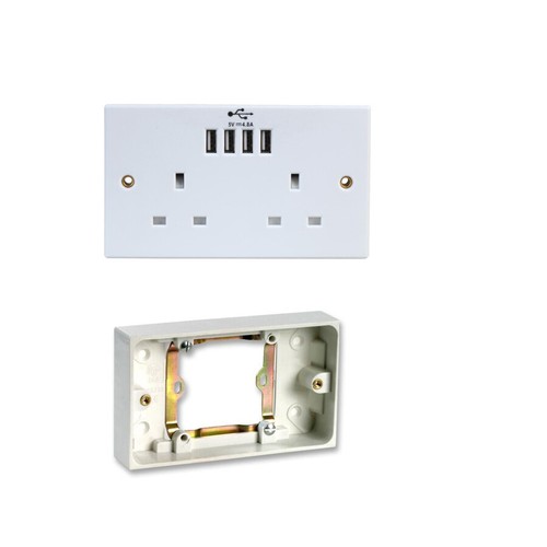 Single To Double Adaptor Wall Plug Socket Converter 1 Gang 2 Way ...