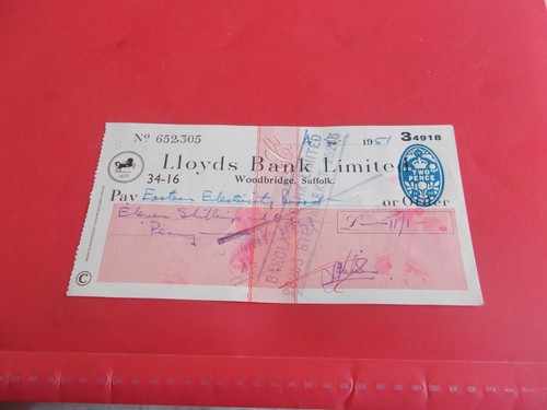 CHEQUE COLLECTABLE LLOYDS BANK 4.5 1951 (12/10) POST O.SEAS | eBay UK