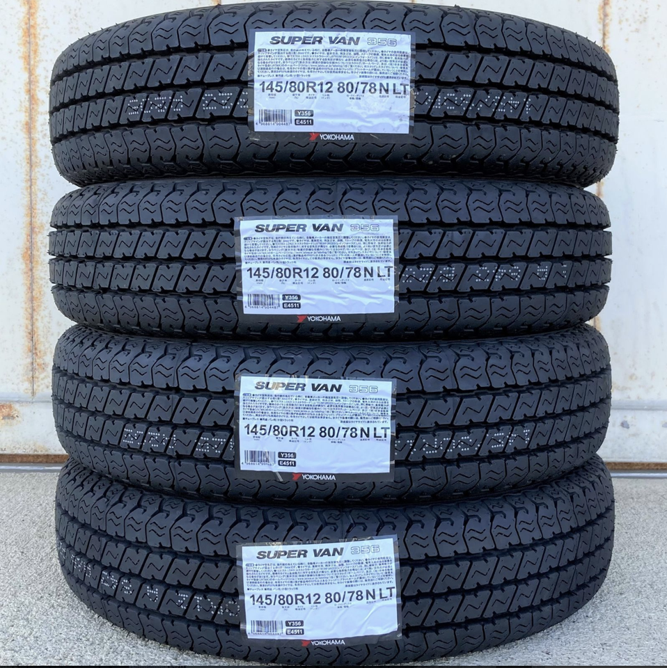 YOKOHAMA SUPER VAN Y356 145/80R12 80/78 145R12 6PR Set of 5 Tire Kei ...