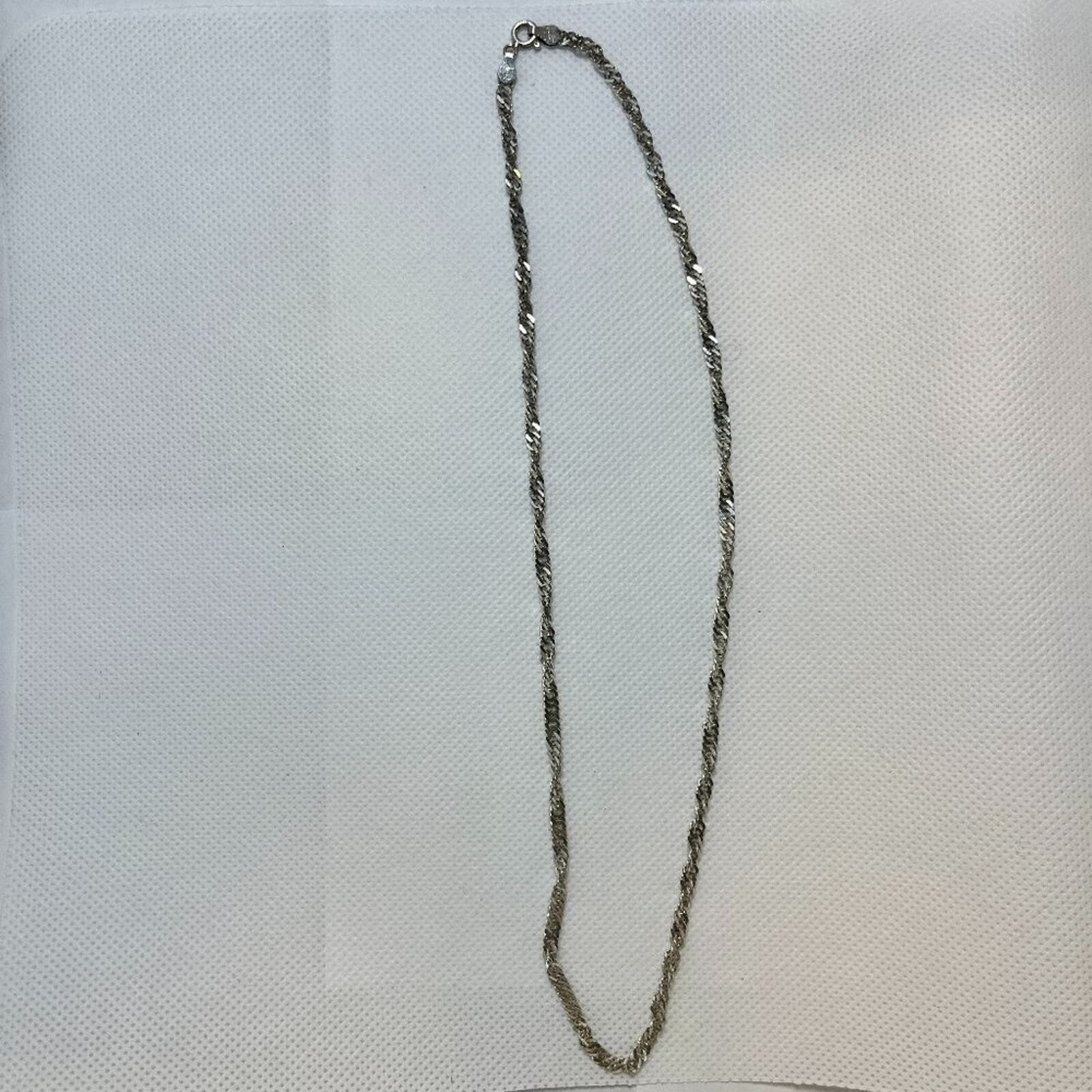 925 Sterling Silver 18 Inch Singapore Style Necklace - Gem