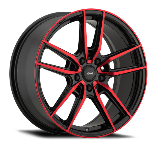 16x7.5 +43 Konig Myth 5x114.3 Gloss Black W/ Red Tinted Wheels (Set of ...