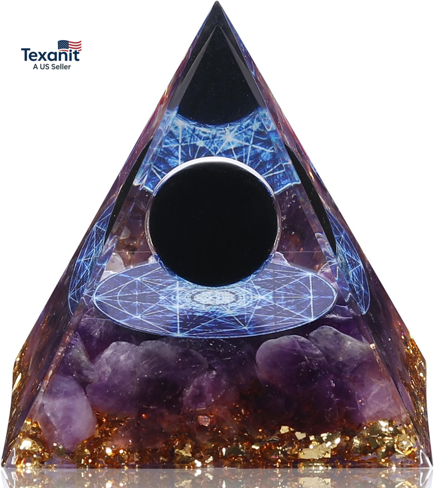 Orgone Pyramid for Positive Energy, Orgonite Natural Obsidian&Malachite ...