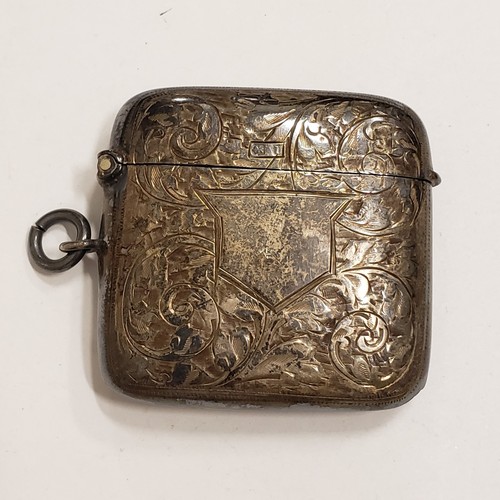 Antique Birmingham Sterling Silver Scroll Etched Vesta Match Safe Case ...