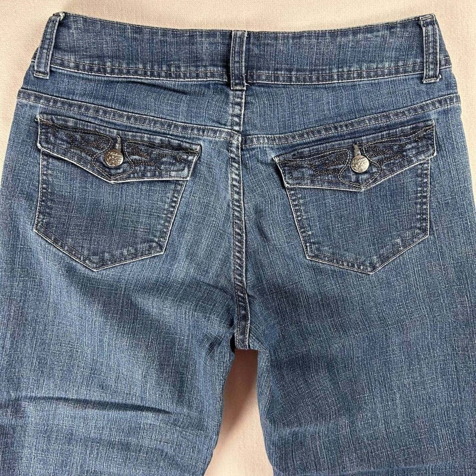 Lee Riders Jeans Women's Size 8M Blue Denim Pocket Flap Capri Cotton ...