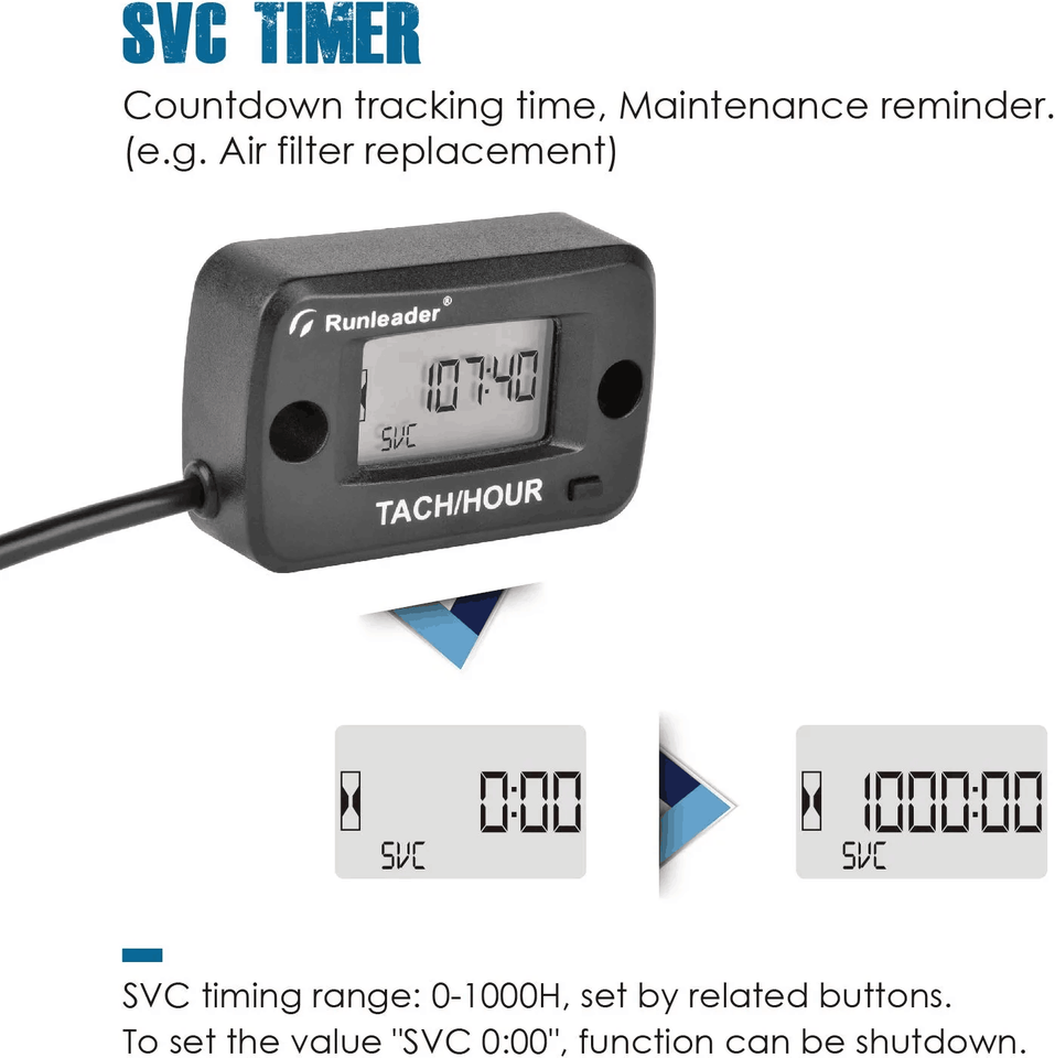 Rotating Shaft Hour Meter Tachometer RPM Maintenance Reminder Diesel ...
