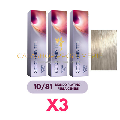 X3 Wella Illumina Color 10/81 Blonde Platine Pearl Ash Non Ammoniac ...