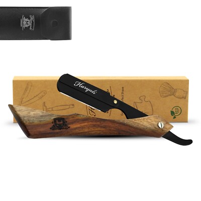Haryali London Wood Handle Razor Cut Throat Barber Style Wet Shaving ...