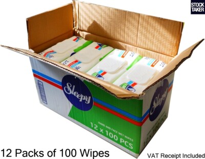 12-Pack Sleepy Antibacterial Hand Face & Surface Wet Wipes (EXP 06/22 ...