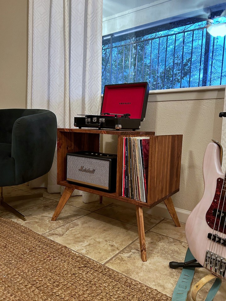 MCM Record Player Stand Cabinet Retro Vinyl Storage & Turntable Cabinet ...